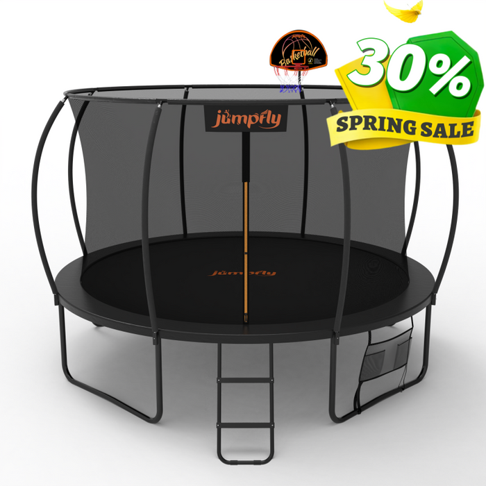 Classic Outdoor Trampoline with Basketball Hoop | JumpFly Trampolines